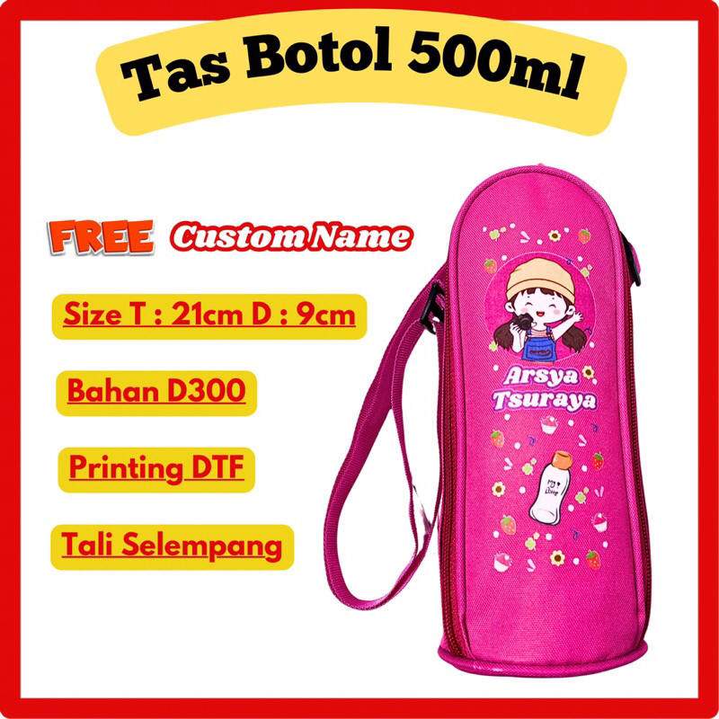 Jual TAS BOTOL MINUM 500ml custom nama | Shopee Indonesia