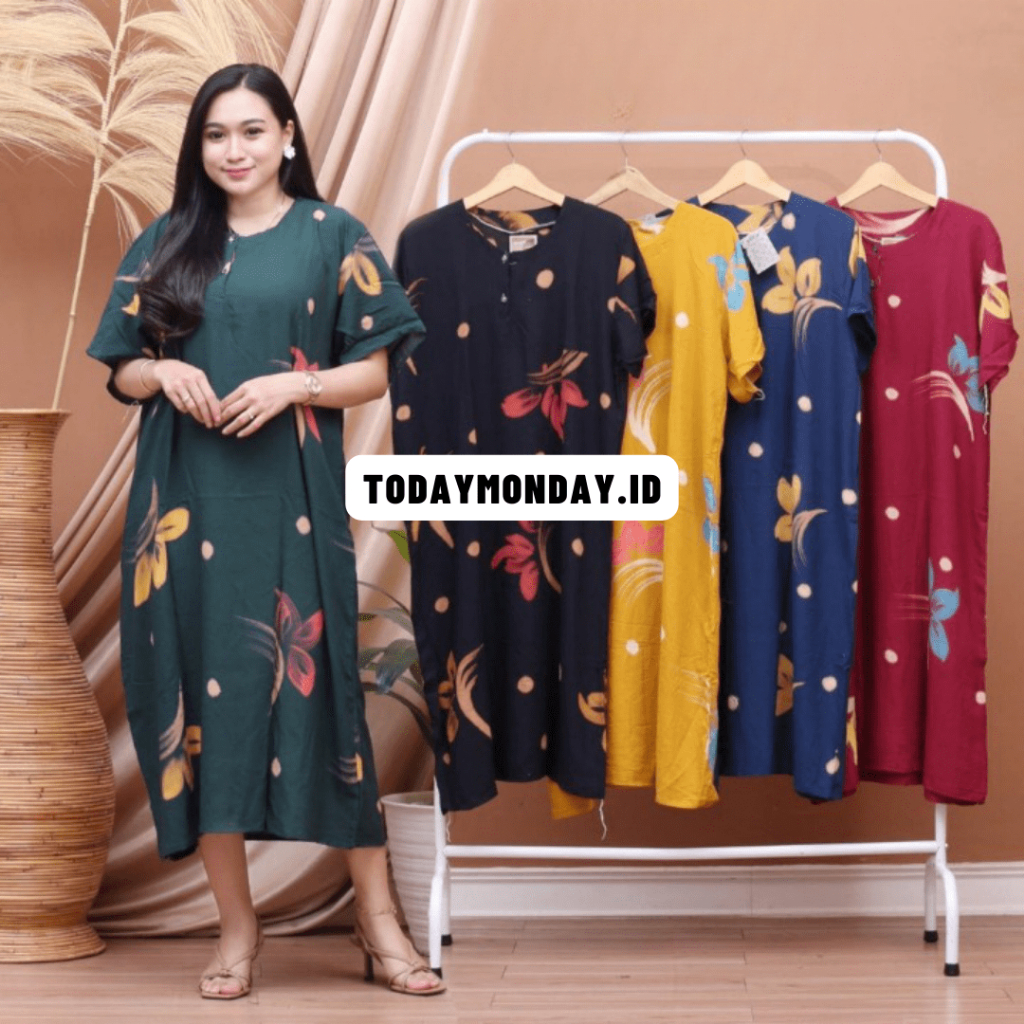 Jual DJ1-6 Baju Daster Dress Jumbo Busui LD 120 Wanita Kancing Depan ...