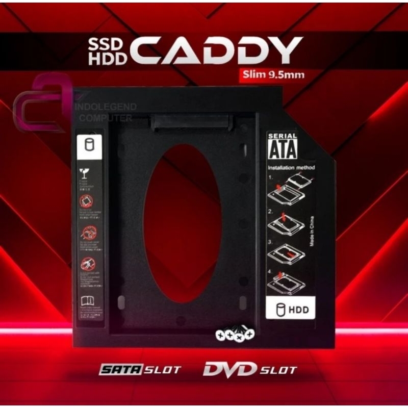 Jual SSD HDD CADDY SLIM Black Maxline 2.5" 9,5mm SATA DVD slot Hard ...