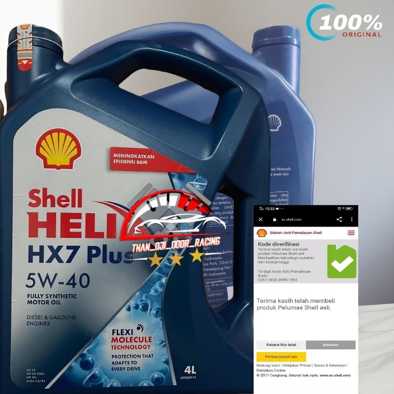 Jual Oli shell helix HX7 Plus 5W-40 4L Original (Scan Barcode hijau ...