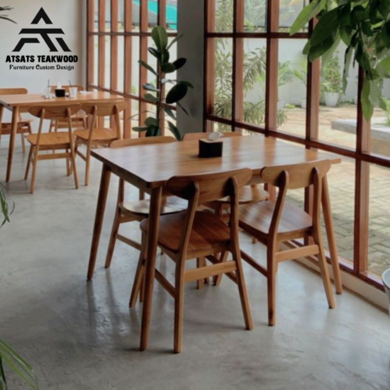 Jual Meja makan kursi ropan kayu jati minimalis | Shopee Indonesia