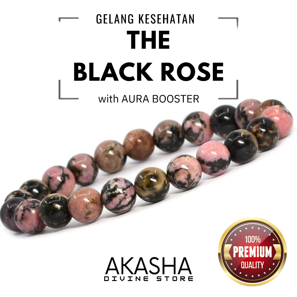 Jual BLACK ROSE Bracelet Gelang Aura Kesehatan Rhodonite Batu Alam Akik ...