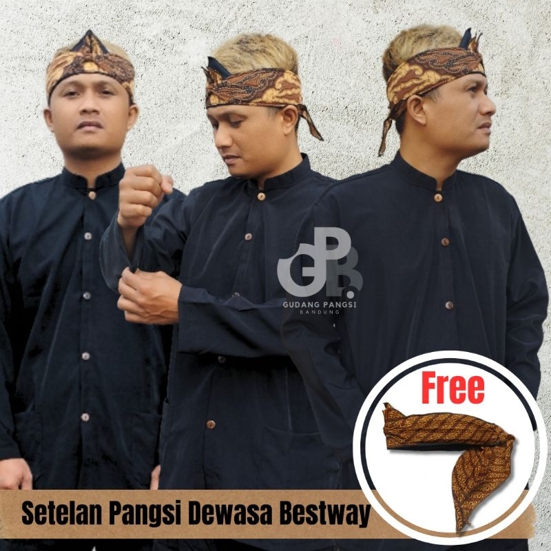 Jual Setelan Baju Pangsi Sunda Dewasa Lengkap Dengan Iket Kepala Setelan Pangsi Dewasa Bahan ...