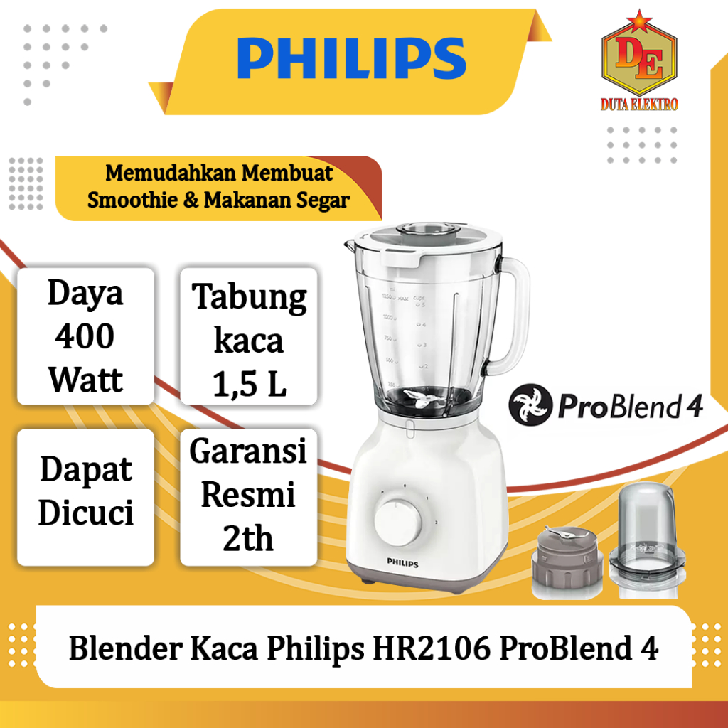Jual Blender Philips HR 2106 ProBlend 4 Kaca | Shopee Indonesia