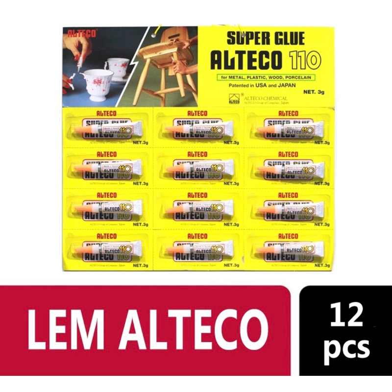 Jual Lem Alteco / Lem Super Glue/ Lem Serba Guna/ Alteco Original Asli (1 lembar=12pcs) | Shopee ...