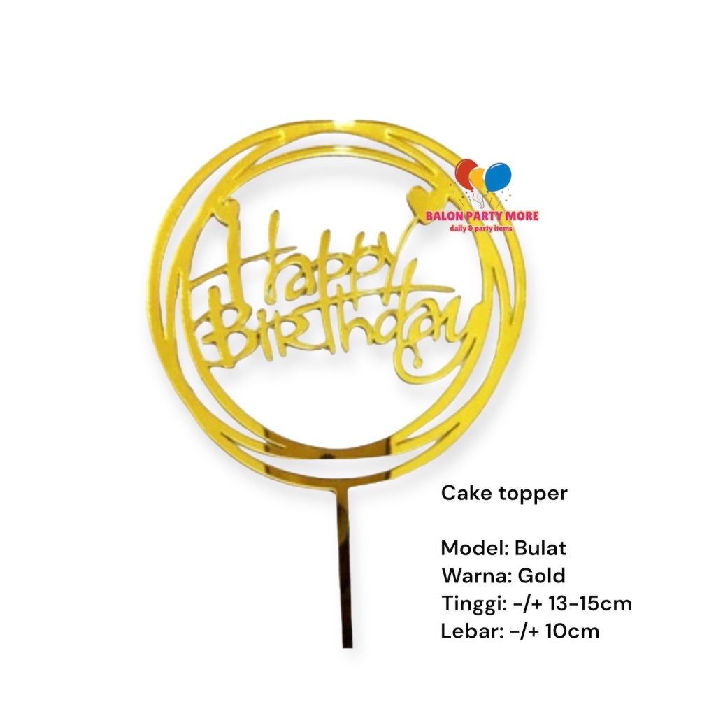 Jual [BULAT GOLD] AKRILIK Cake Topper Happy Birthday Gold Silver ...