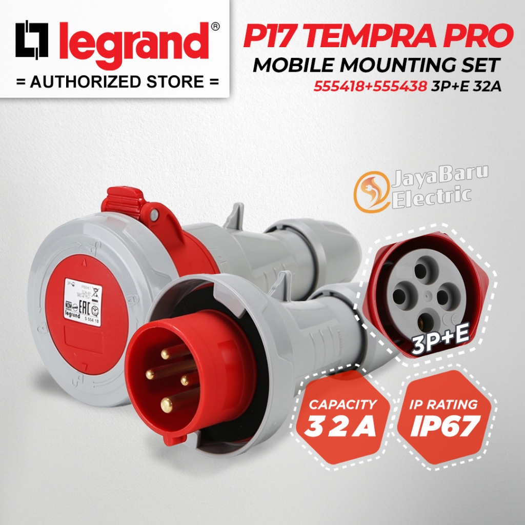 Jual Legrand Paket 1 Set Plug Mobile Mounting Socket 3P+E 4 Pin 4Pin 32A IP67 P17 Tempra Pro ...