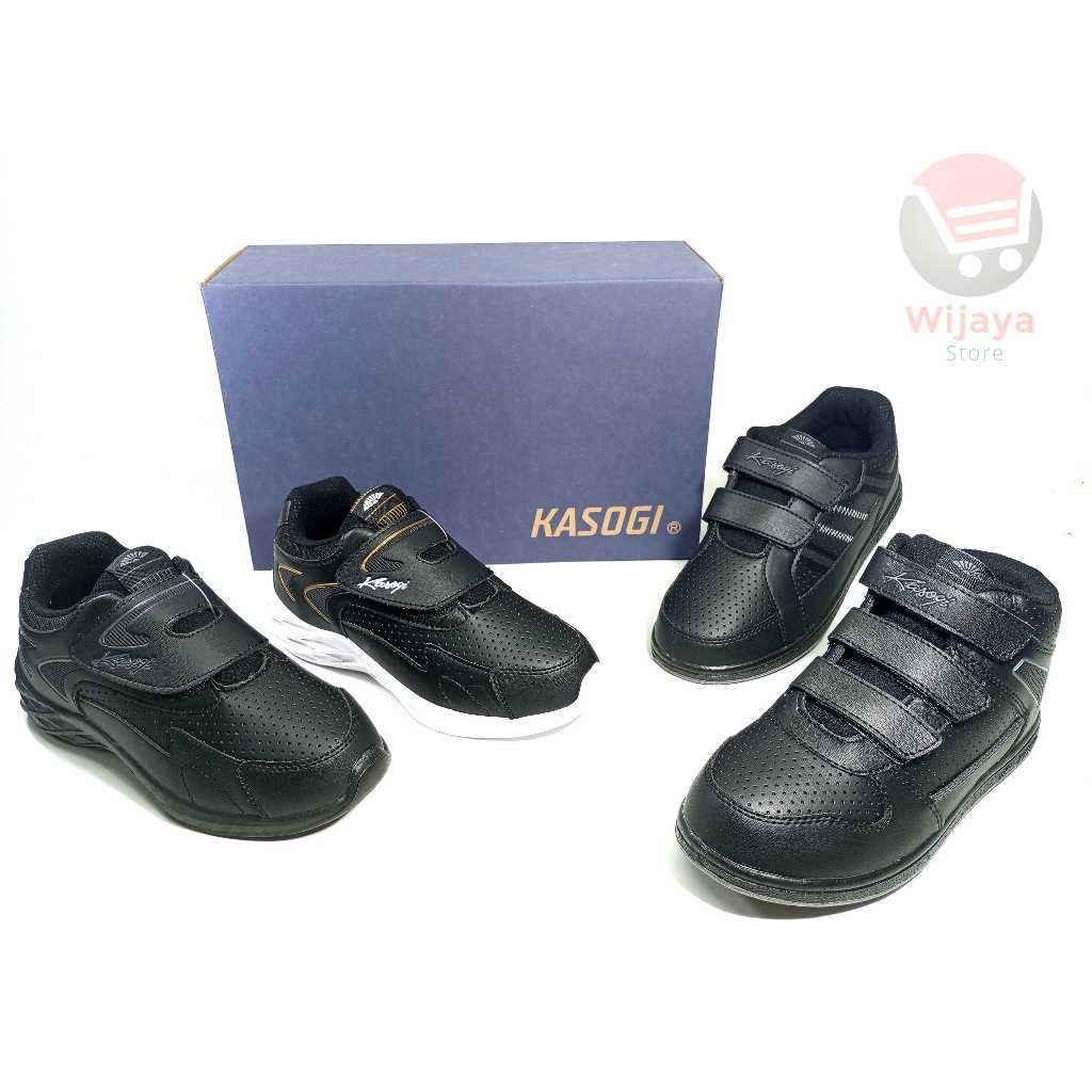 Jual Sepatu Sekolah KASOGI Original 32-37 Sneaker Anak Hitam Polos ...