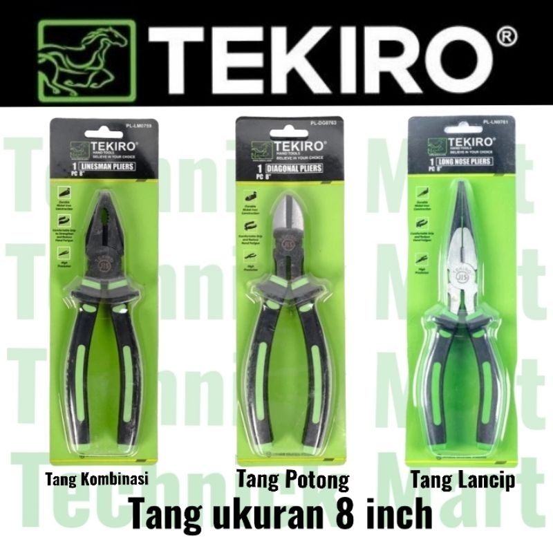 Jual Tang TEKIRO tang kombinasi 8" tang lancip 8" tang potong 8" | Shopee Indonesia