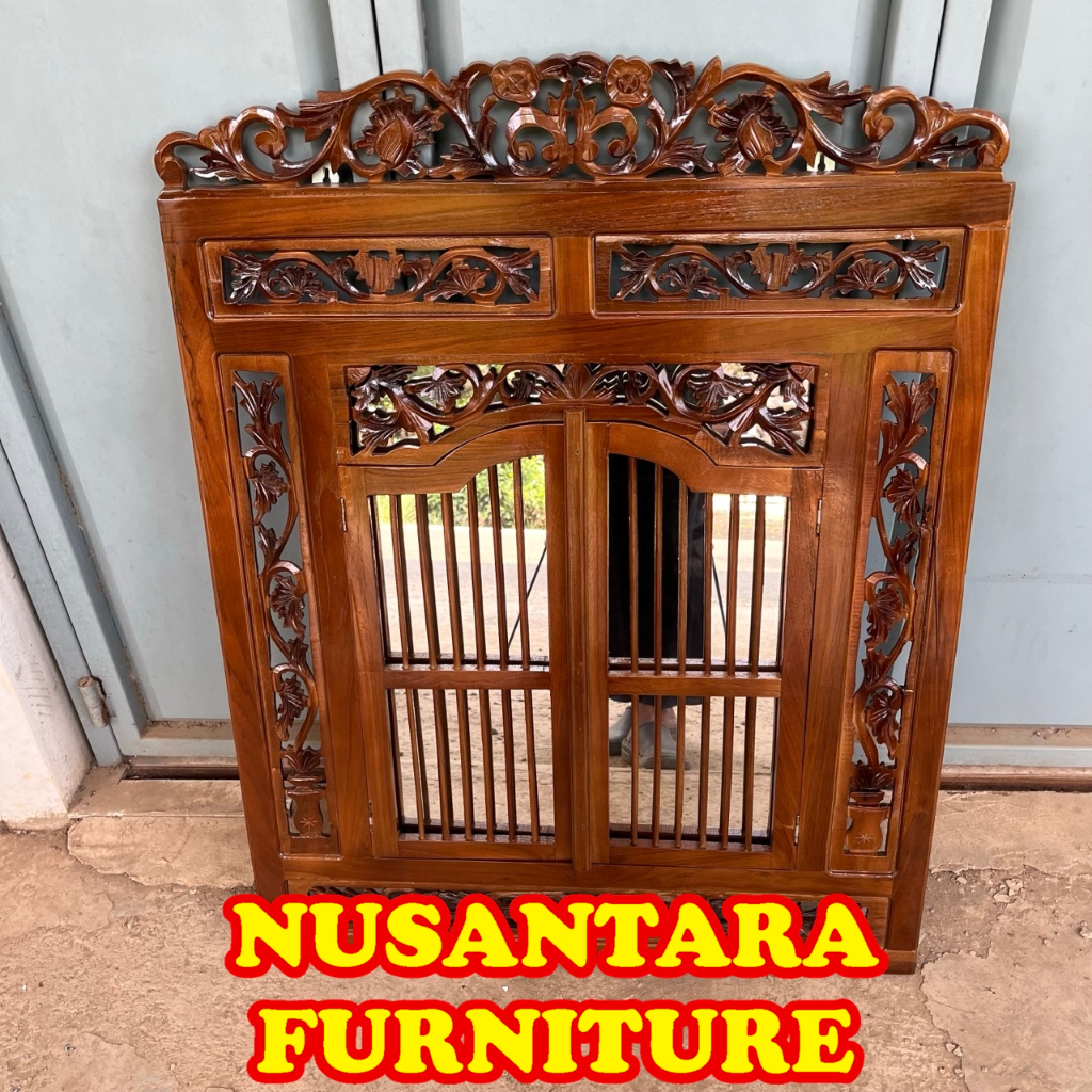 Jual JENDELA KACA / CERMIN KACA KREPYAK - JENDELA KACA MOTIF UKIR ...