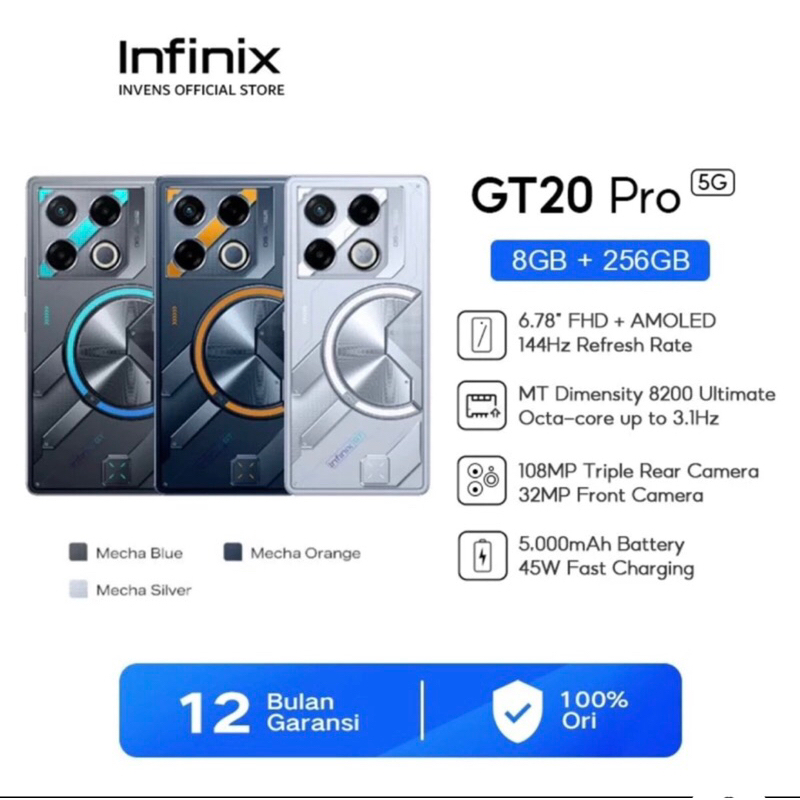 Jual Infinix GT20 Pro [5G] Ram 8+8/256 Original 100% Garansi Resmi (New) | Shopee Indonesia