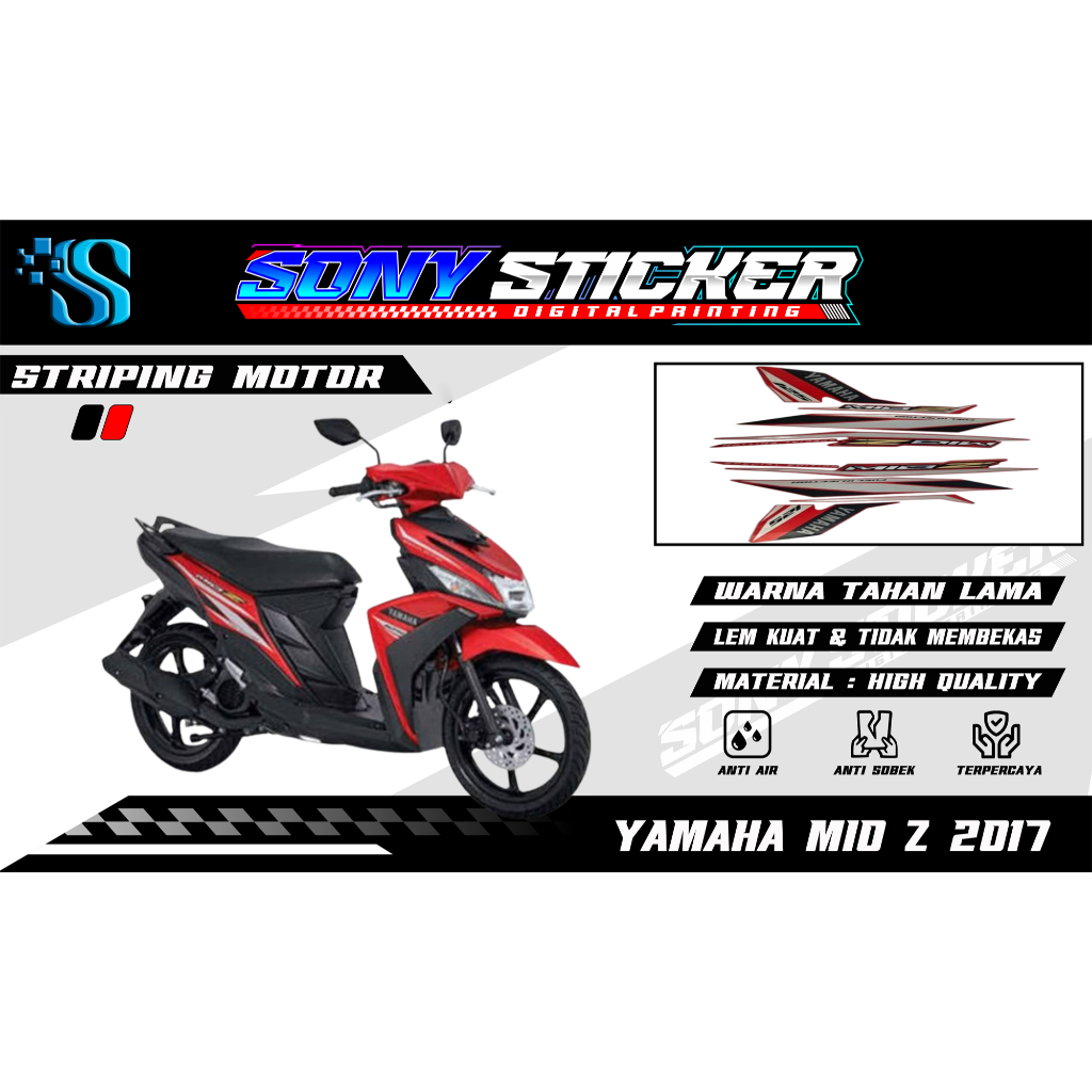 Jual Stiker Striping List Body Motor Mio Z Tahun 2017 / Striping ...