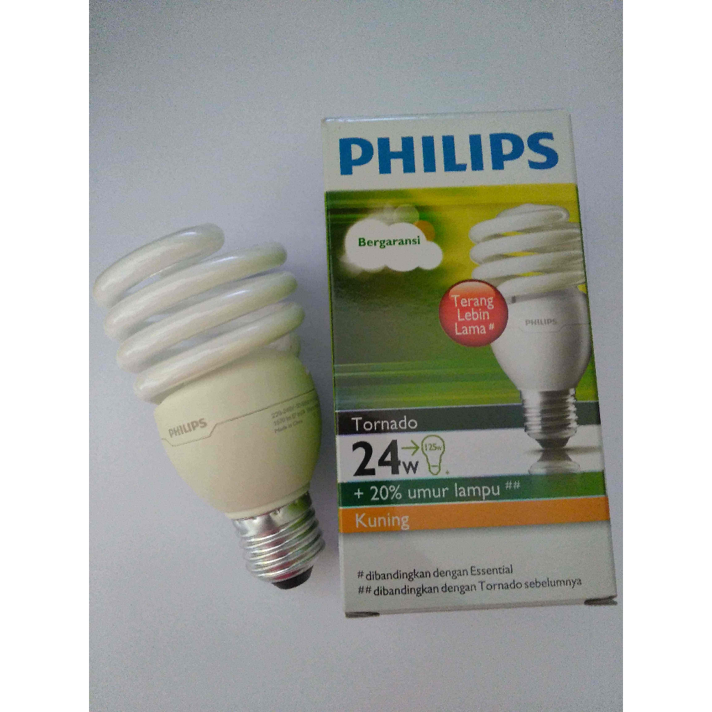 Jual Lampu Philip Philips warna kuning 5w 8w 12w 15w 20w 24w ulir tornado spiral warm light ...