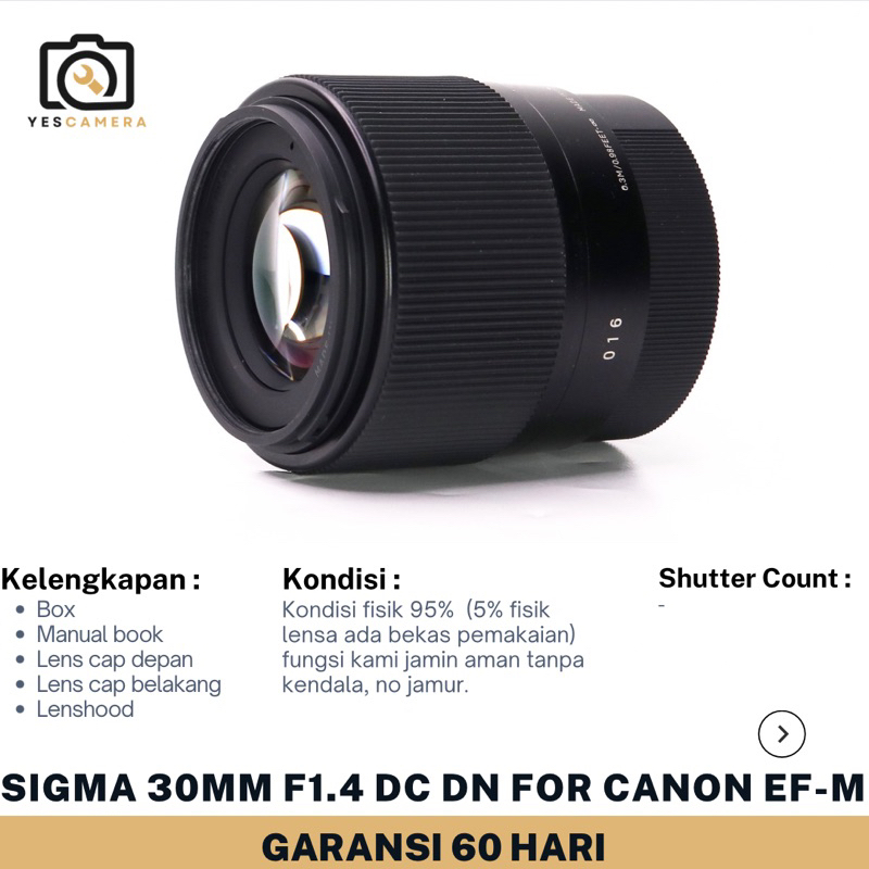 Jual Lensa Sigma 30mm f1.4 DC DN For Canon eos Mirrorless Bergaransi ...