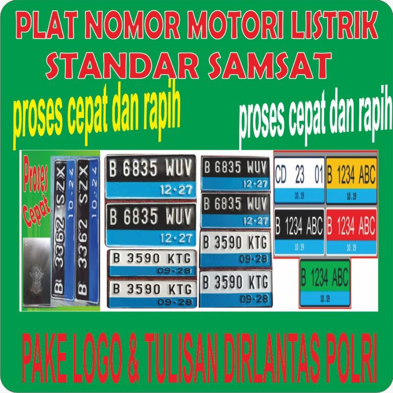 Jual PLAT NOMOR MOTOR LISTRIK STANDAR SAMSAT (Ada logo & Tulisan korlantasnya) | Shopee Indonesia