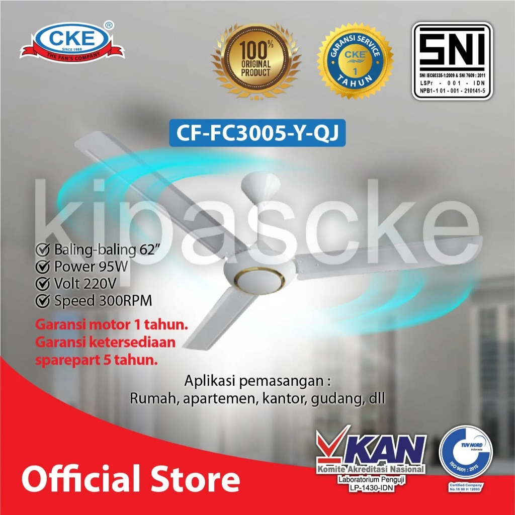 Jual CKE Ceiling Fan CF-FC3005-Y-QJ Kipas angin plafon 62 Inch model ...