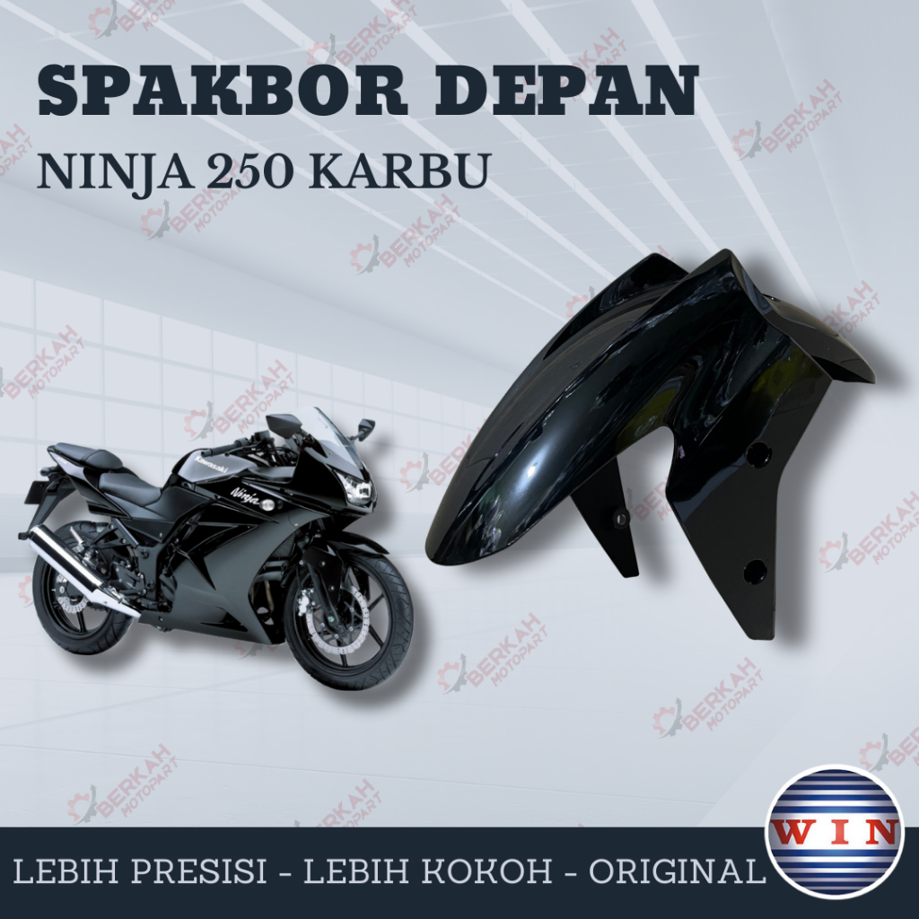 Jual Spakbor Depan Ninja 250 Karbu Hitam Merk Win | Shopee Indonesia