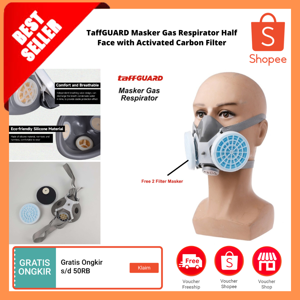 Jual Masker Gas Respirator Half Face with Activated Carbon Filter ...