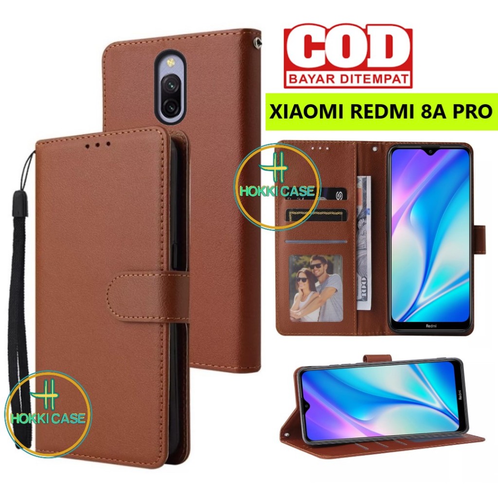 Jual Casing REDMI 8A PRO model flip buka tutup case kulit ada tempat ...