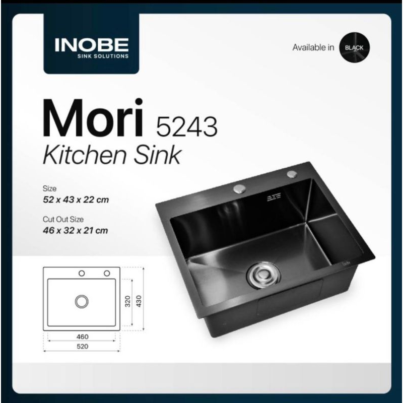 Jual Kitchen Sink 5243 Stainless sus 304 Hitam INOBE/Bak Cuci Piring ...