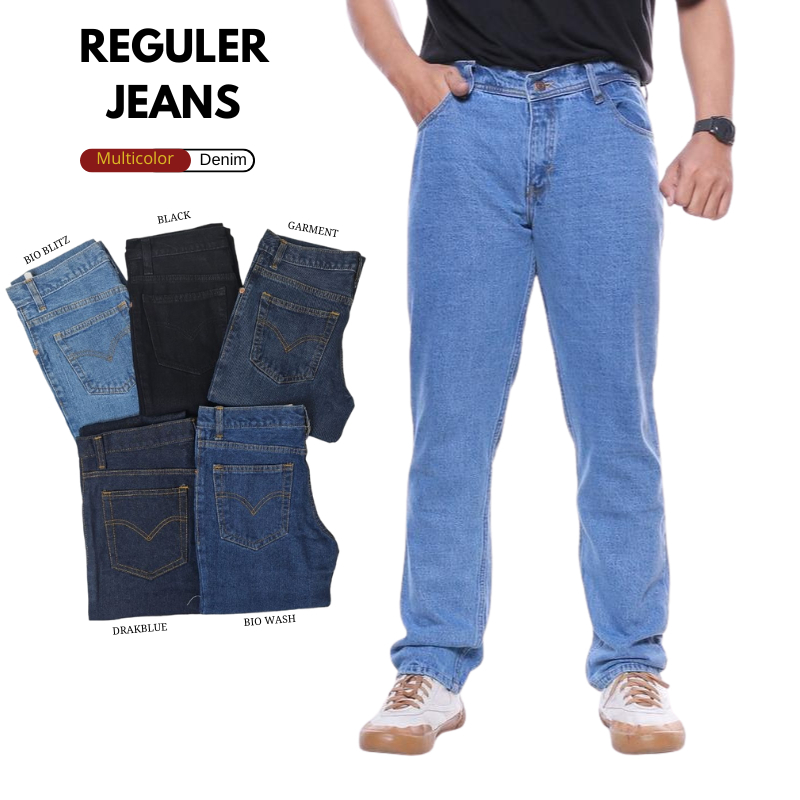 Jual Celana Jeans Pria Panjang Straight Pants Reguler Fit Korea Style ...