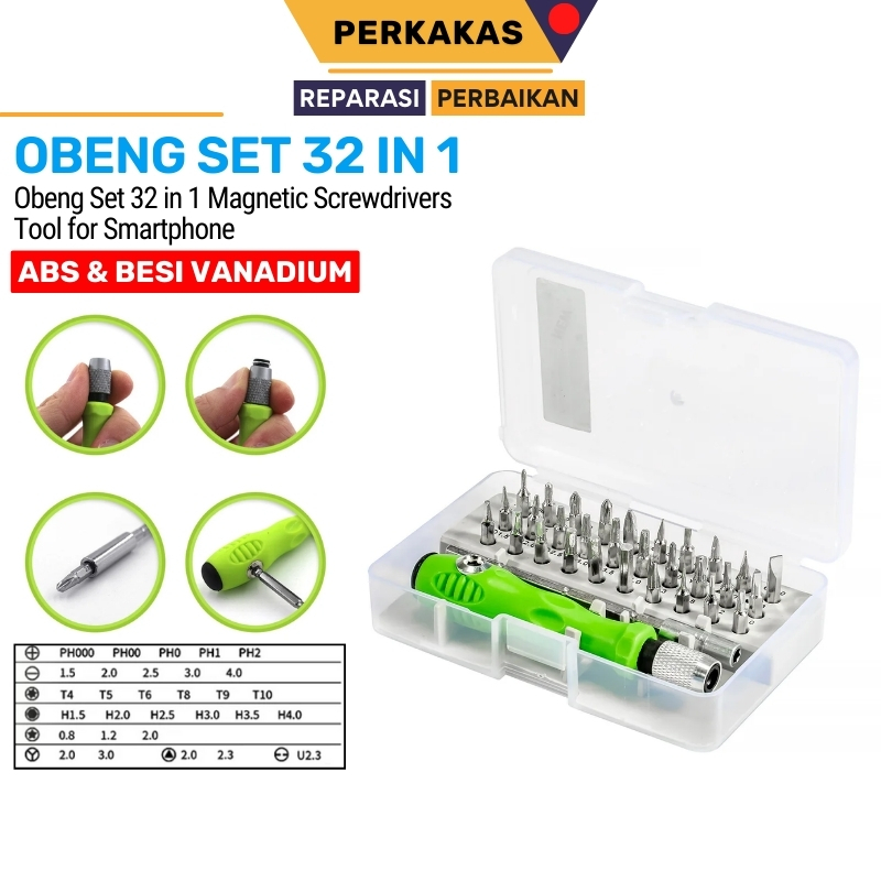 Jual Paket Obeng Set 32 in 1 Magnetic Screwdrivers Tool for Smartphone Alat Obeng Magnetik Untuk ...