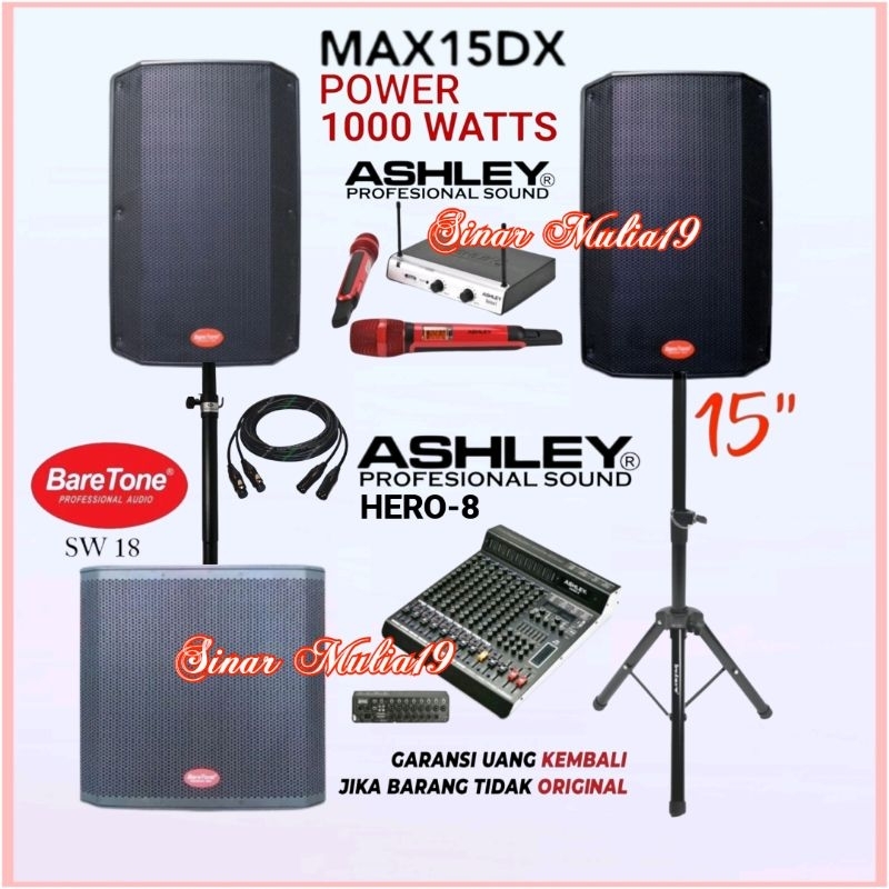 Jual Paket Sound System Outdoor Speaker Aktif BareTone MAX15DX Subwoofer 18 Inch BareTone SW18 ...