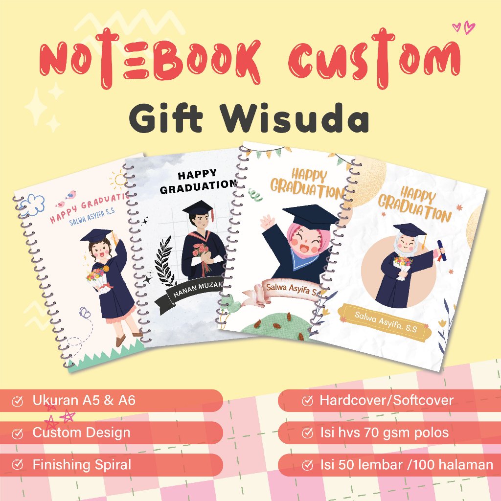 Jual NOTEBOOK A5 SPIRAL HADIAH WISUDA CUSTOM NAMA GAMBAR FOTO BUKU ...