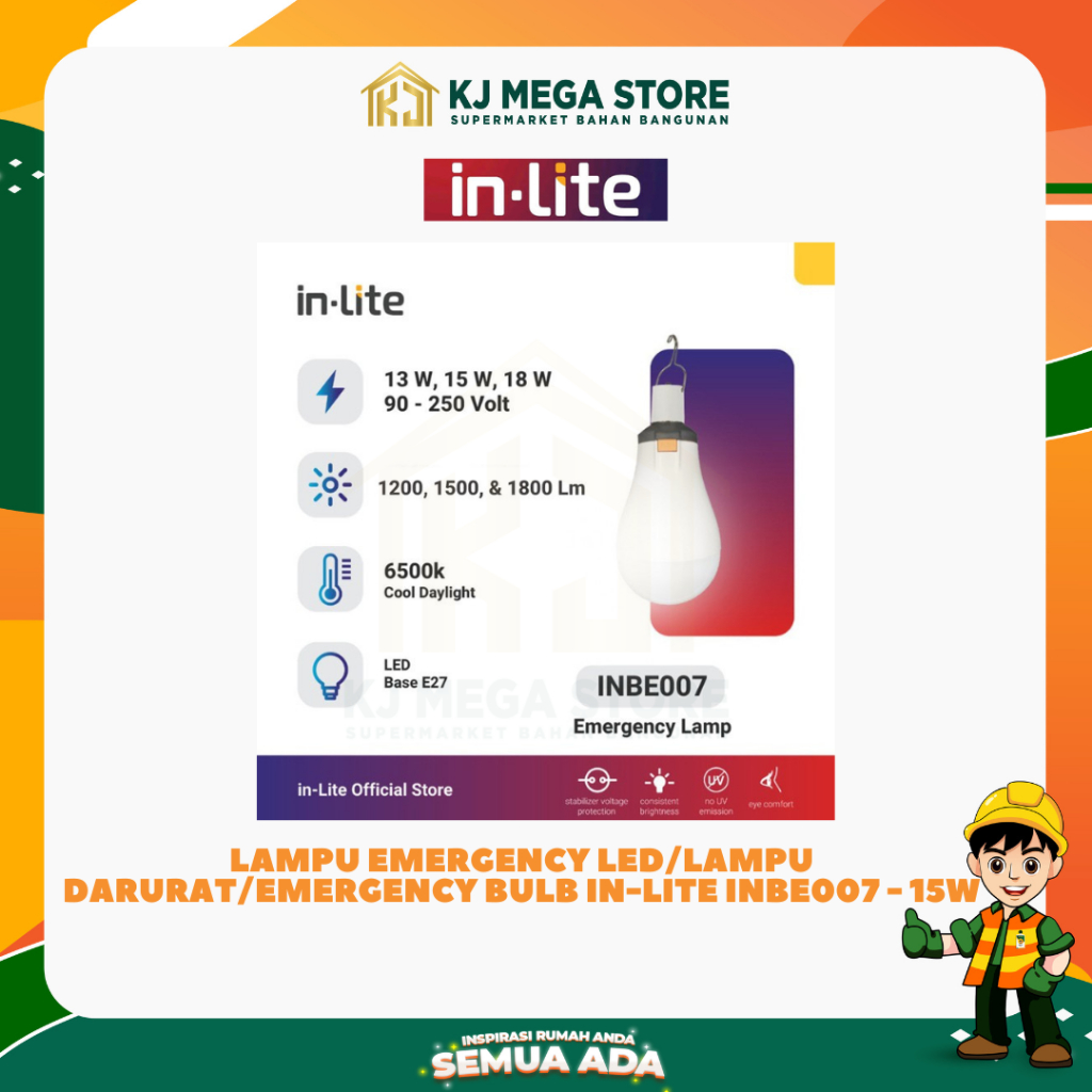 Jual Lampu Emergency LED/Lampu Darurat/Emergency Bulb in-Lite INBE007 - 15W | Shopee Indonesia