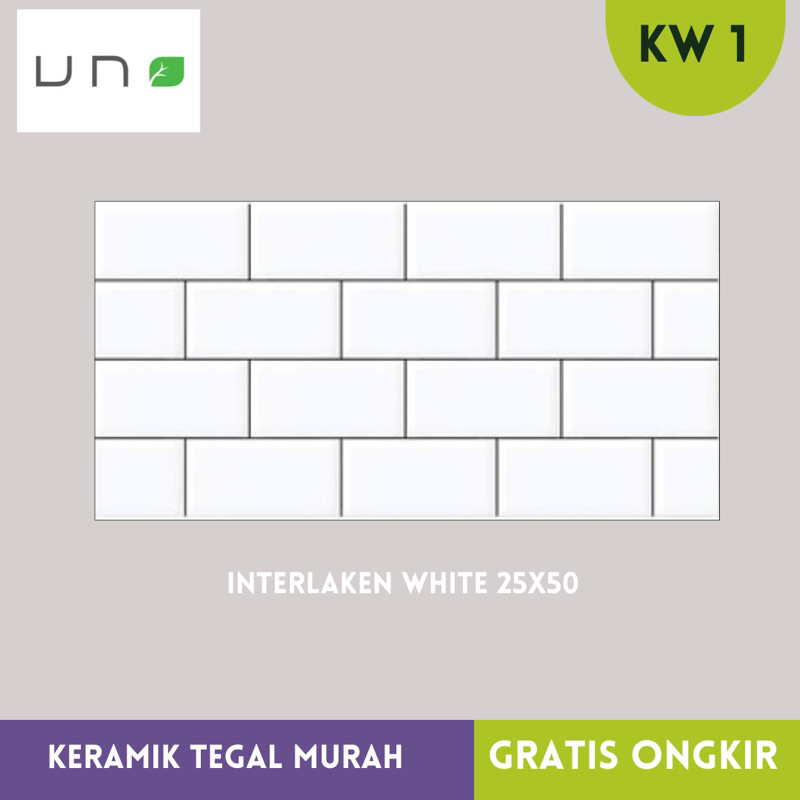 Jual Keramik dinding dapur Glossy motif Bata putih 25x50 Uno Interlaken ...
