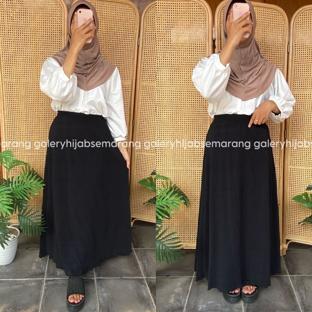 Jual Rok Plisket Wavy Jumbo Premium Mayung Lipatan Kecil Lidi Best Quality / Rok Bawahan Jumbo ...