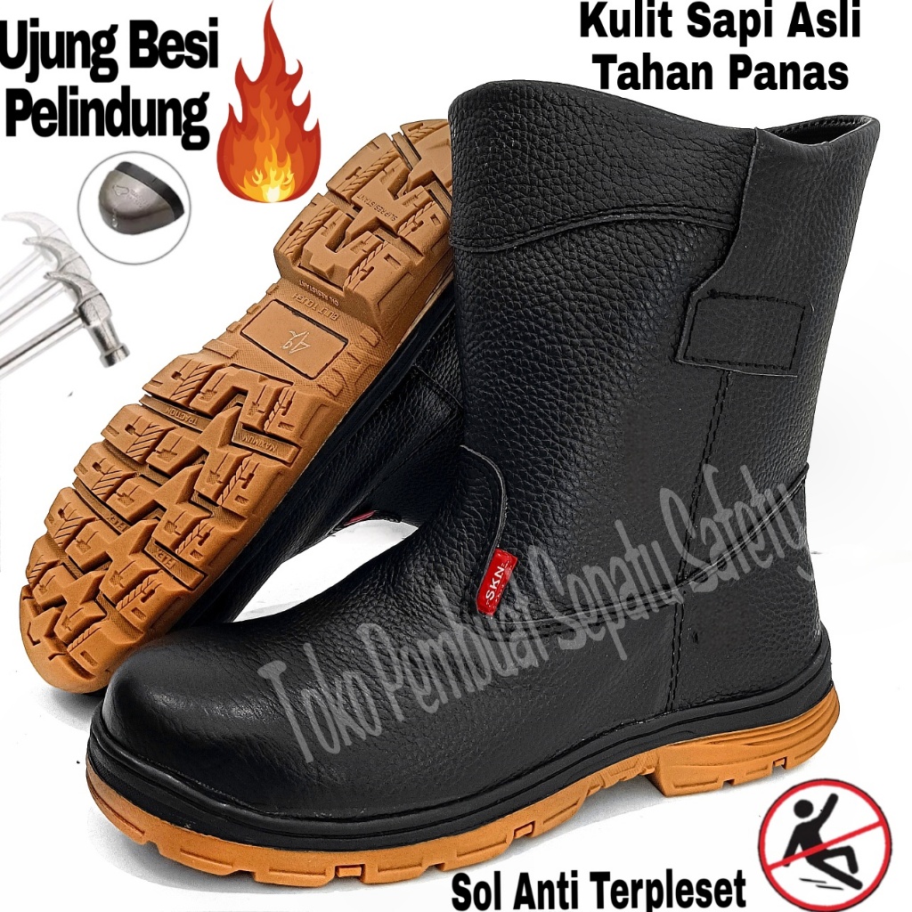 Jual Sepatu Safety Kulit Sapi Asli Kerja Welder Las Bengkel Kontruksi ...