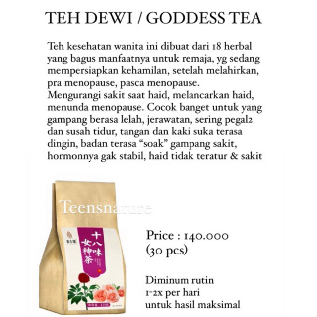Jual Teh Dewi / Goddess Tea / 18 herbs Women Tea PENANG | Shopee Indonesia