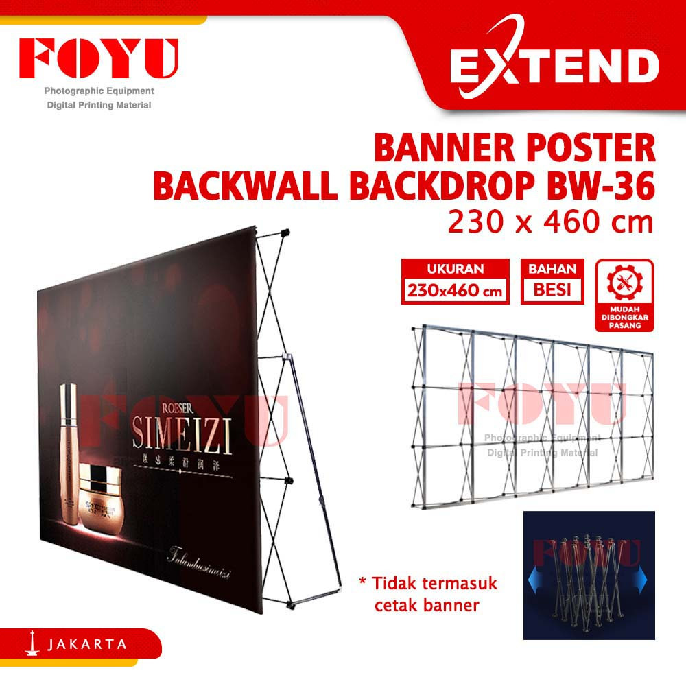 Jual Stand Display Banner Poster Backwall Backdrop 2.3x4.6m Extend BW ...