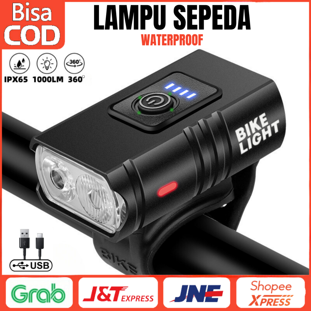 Jual Lampu Depan Sepeda 2 LED T6 1000LM Senter Super Terang Aluminium ...