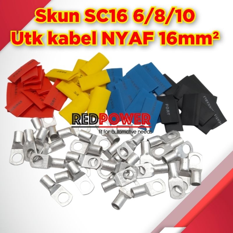 Jual skun sc 16 6 / 8 / 10 dan heat shrink untuk kabel NYAF 16mm sc16 ...