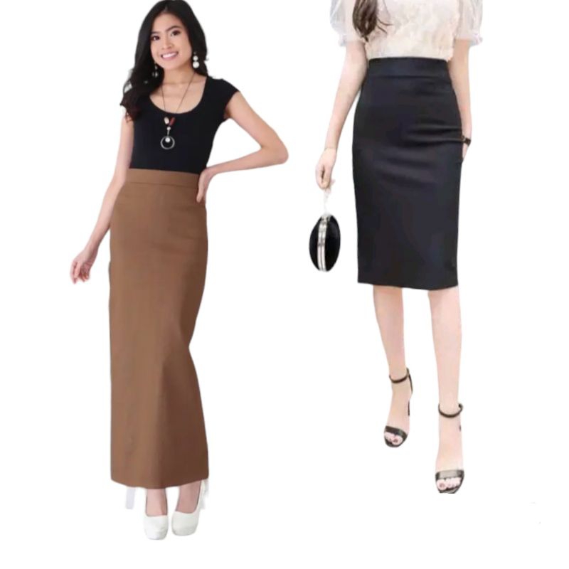 Jual Rok Hitam Dan Putih Panjang / Rok Formal Span / Rok Kerja Kantor ...
