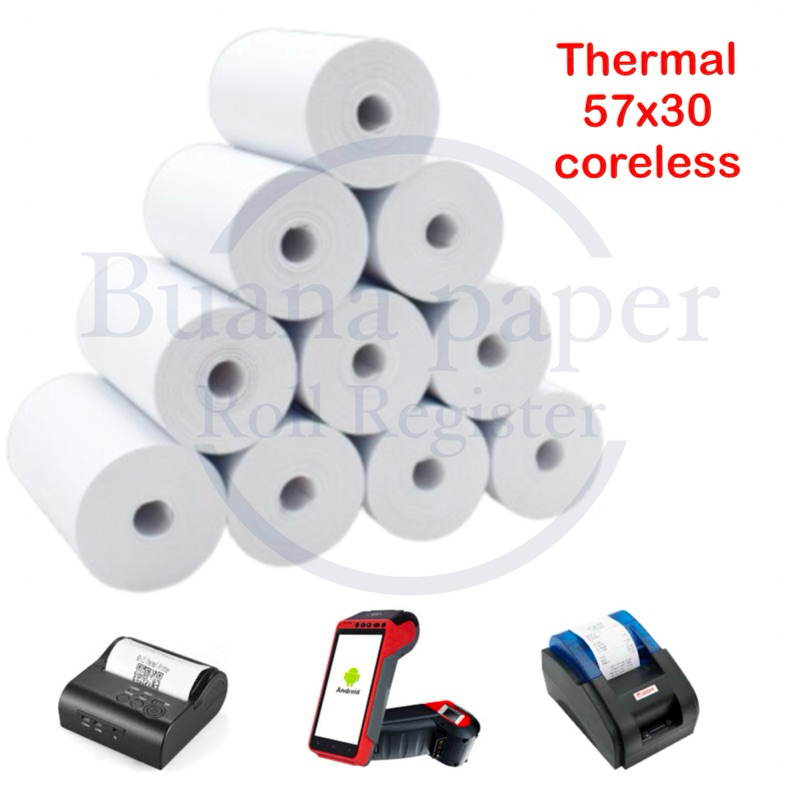 Jual KERTAS THERMAL Edc ROLL / KERTAS TERMAL 58x30 / 57x30 coreless ...