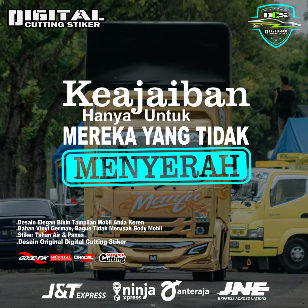 Jual Stiker kata kata keajaiban hanya untuk mereka yang tidak menyerah ...