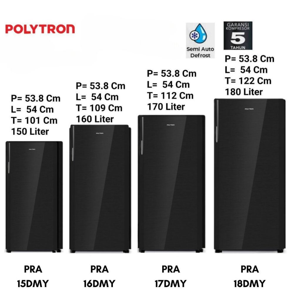 Jual KULKAS POLYTRON PRA15DMY 16DMY 17DMY 18DMY KULKAS 1 PINTU | Shopee ...