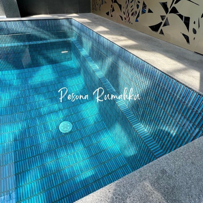 Jual Singres Long Striped Denim Blue Glossy - Mozaik Kolam Renang ...