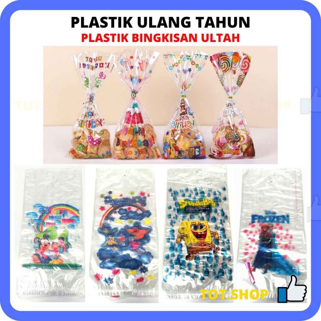 Jual Plastik Ulang Tahun/Plastik Bingkisan Ultah/ PP Ultah + Pita kawat ...