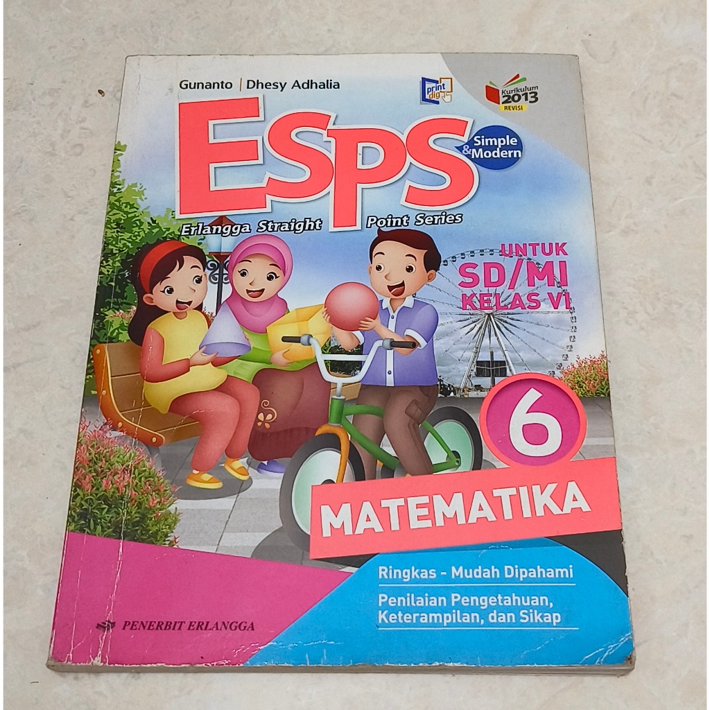 Jual ESPS Kelas 6 SD Matematika Gunanto Erlangga Buku Pelajaran VI ...