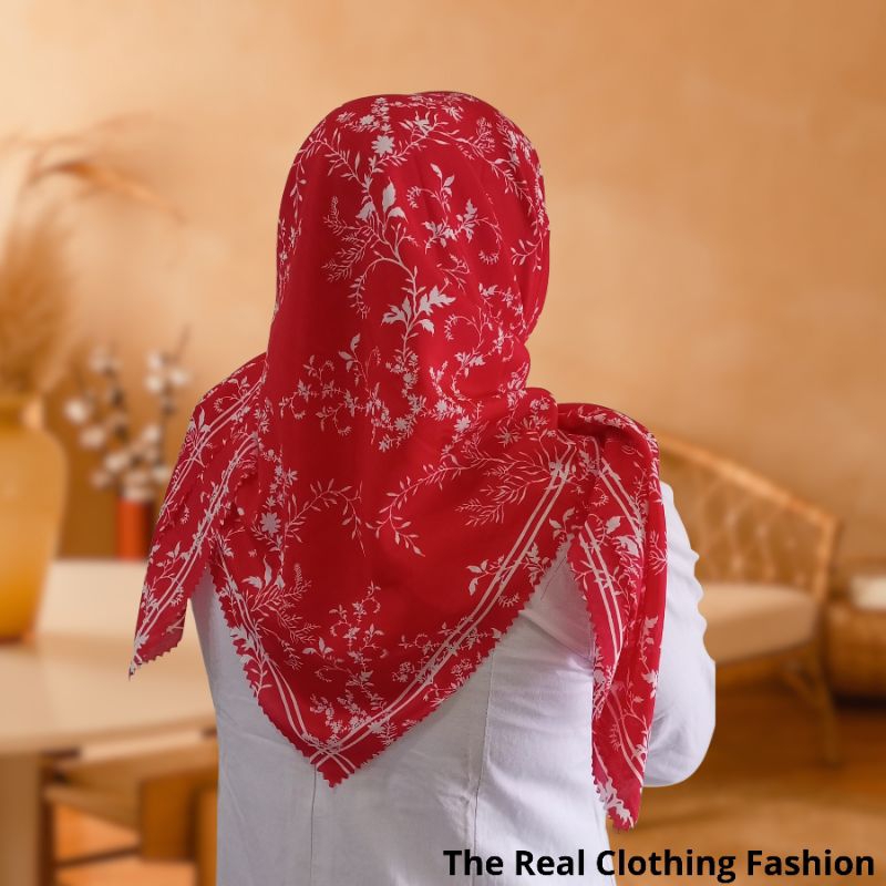 Jual Promo Hijab Segiempat Voal Motif Merah Putih/ Grosir Hijab ...