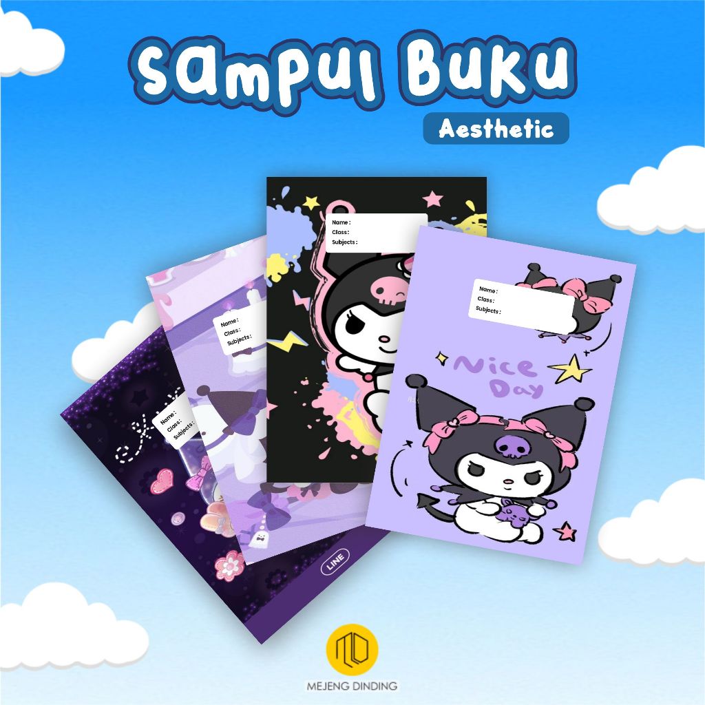 Jual SAMPUL BUKU AESTHETIC ISI 10 PCS / SAMPUL BUKU MOTIF KUROMI SANRIO ...