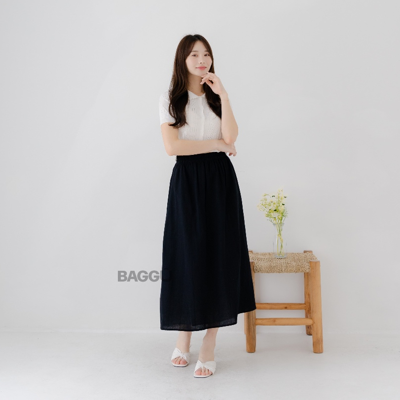 Jual BAGGU Nakia Flare Skirt Black / Rok Linen / Rok Flare Hitam ...