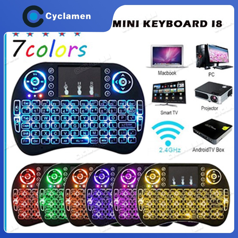 Jual Keyboard Wireless mini i8 RGB Backlit Colorful Touchpad/ Wireless ...