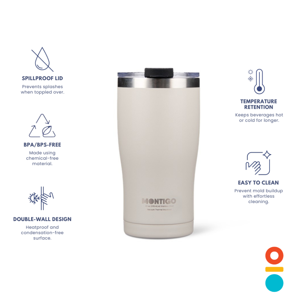 Jual Montigo | Stainless Knights Tumbler 20oz - 590ml Stone Grey ...
