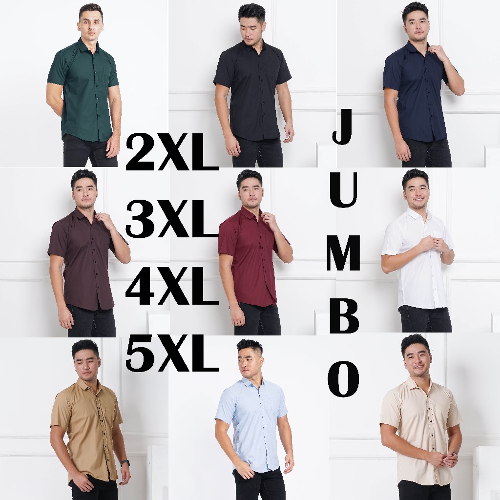 Jual Kemeja Pria Lengan PENDEK Polos Size Jumbo Big Size Besar 2XL 3XL 4XL 5XL | Shopee Indonesia