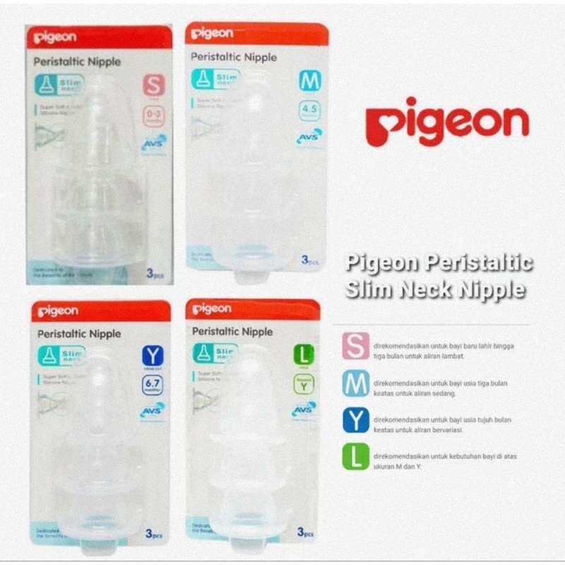 Jual Pigeon Peristaltic Nipple Standard Neck isi 3 Dot Susu Anak Bayi ...